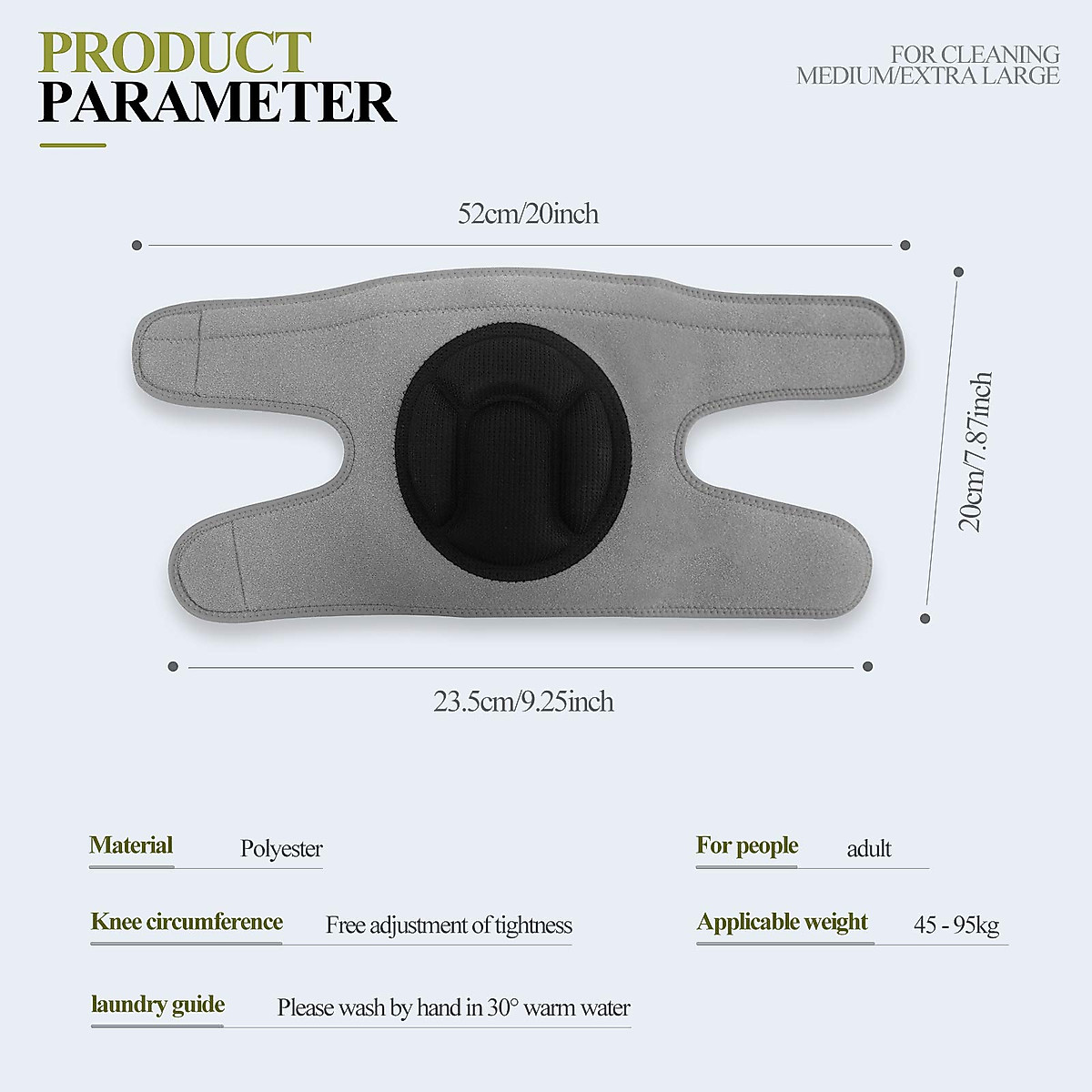 KRABICE Gardening Knee Pads, Adjustable Knee Pads with Thick Foam Cushion, Soft and Comfortable, for Gardening, Scrubbing Floors, Construction, Yoga, 1 Pair Outdoor Sports Elastic Knee Pads (Medium)