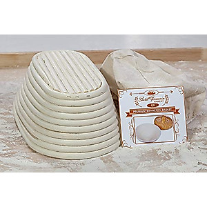 Saint Germain Bakery Premium Round Bread Banneton Basket with Liner - Perfect Brotform Proofing Basket for Making Beautiful Bread (10 inch Oval)