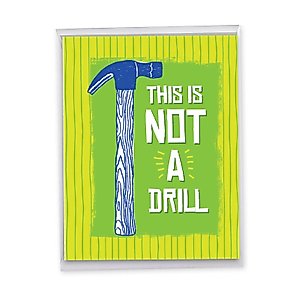 NobleWorks - 1 Jumbo Birthday Greeting Card Funny (8.5 x 11 Inch) - Cartoon Stationery Humor, Big Celebration - Not A Drill J7233BDG-US