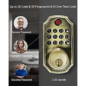 ZSZ Smart Locks for Front Door, Keyless Entry Door Lock with Fingerprint, Keypad & Code Unlock, No App/Internet Needed, Auto Lock, Function Setting with Voice, Install in 90 Seconds, Low-Battery Alert