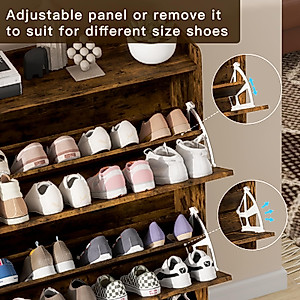 Wakefit Shoe Cabinet Storage for Entryway, Shoe Organizer with 2 Flip Drawers, Farmhouse Wooden Hidden Freestanding Shoe Cabinet with Metal Legs, Tall Narrow Shoe Cabinet for Hallway(Rustic Brown)