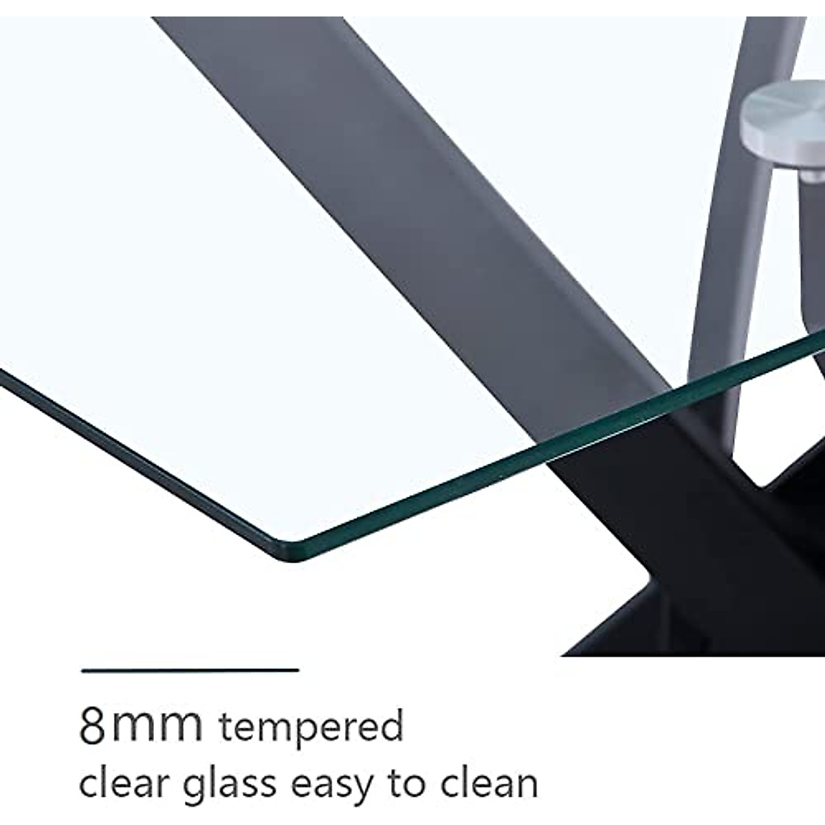 NIERN Glass Dining Table Set for 4, Modern 5-Piece Rectangular Kitchen Table Set with 4 upholstered high-Back Chairs for Kitchen Dining Room (Black Table with Black Chair)