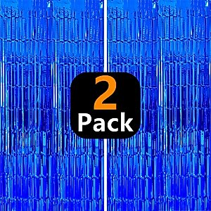 Black Tinsel Foil Fringe Curtain Party Backdrop Decorations for Graduation Birthday Bachelorette Wedding Engagement Bridal Baby Shower Celebration, Black Photo Booth Props -2 Packs (3.3 ft x 8.1 ft)