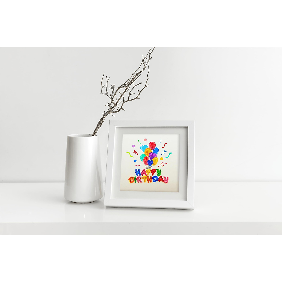 Happy Birthday Balloons, Quilling Card 3D,Unique Dedicated Handmade, Design Greeting Card for Birthday, Valentine's Day, Mothers Day, Spring, Fathers Day, Graduation, Wedding, All Occasion,6"x6"