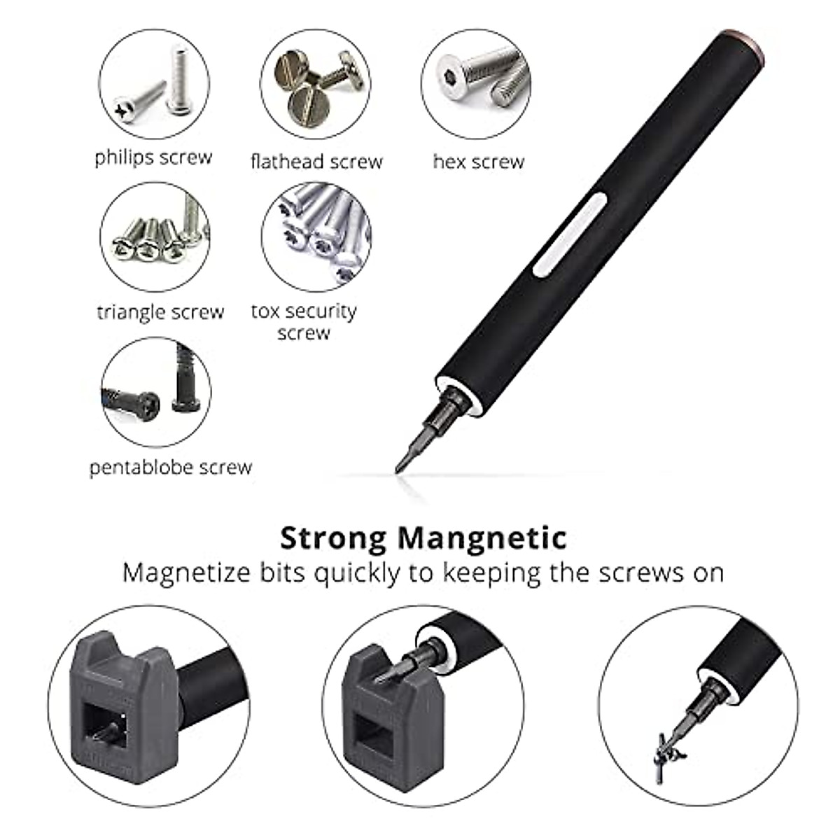COLFULINE Precision Cordless Screwdriver Set Rechargeable Mini Electric Screwdriver with Magnetic Mat & 21 Bits Repair Tool Kits T5/T6/T8/T9, P5/P6 for iPhone/Watch/Camera