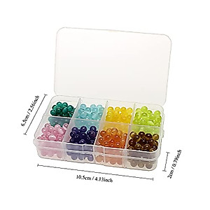 400pcs 6mm Stone Beads Kit Round Loose Gemstone Black Green Light Blue Yellow Fruit Green Pink Purple Orange Brown Cat's Eye Stone Bead for Bracelet Necklace Earrings Jewelry Making