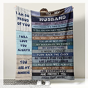 Gifts for Husband Blanket, to My Husband Gifts, Husband Gifts from Wife, Best Husband Gifts for Men, Future Husband Gifts, Valentine, Wedding Anniversary Birthday for Husband Throw Blanket 60X50in