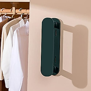 PerGar Retractable Clothes Rack, Durable Plastic Wall Mounted Hanger Storage Rack, Drying Rack for Laundry Room, Easy Installation, Folding Cloth Hanger Organization Rack for Househol(Green)