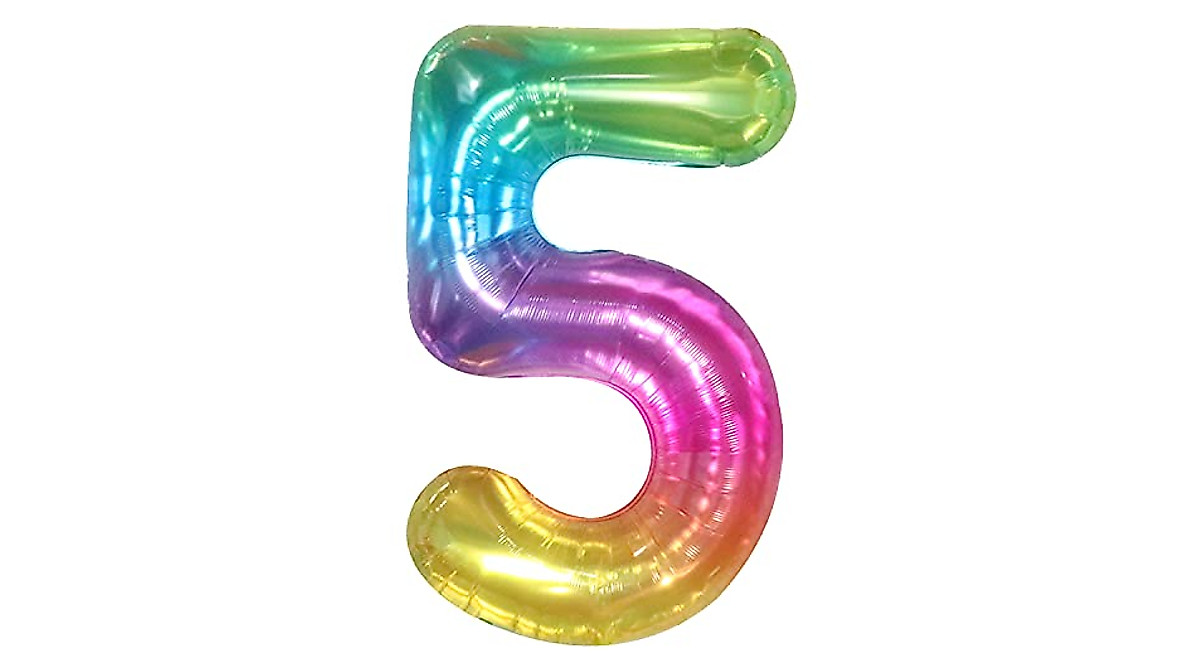 Giant Rainbow 5 Balloon - Perfect for 5th Birthdays