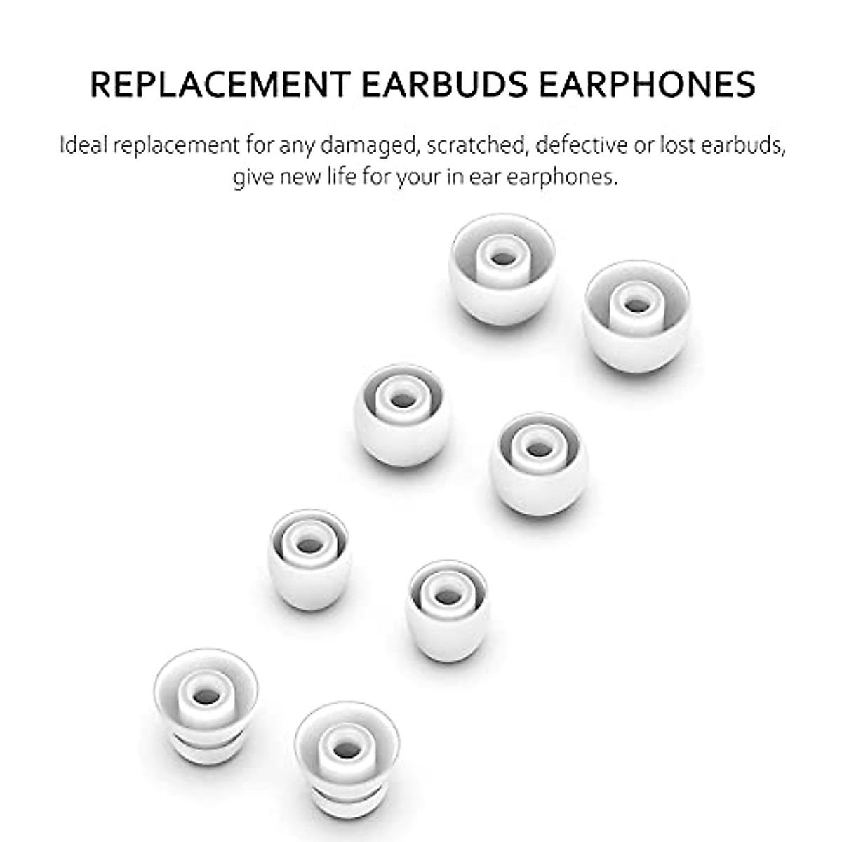 8pcs Replacement Earbuds Silicone Ear Buds Tips Compatible with Beats by dr dre Powerbeats Pro Wireless Earphones (White)