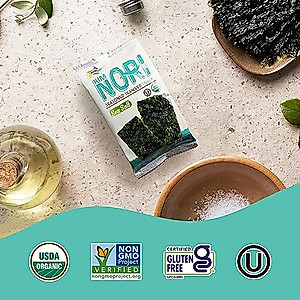 KIMNORI Seasoned Seaweed Snacks Sheets – Organic Sea Salt Flavor 12 Individual Packs Roasted Crispy Premium 100% Natural Laver Kim Nori 4g 0.14 Ounce 김 のり 海苔 紫菜