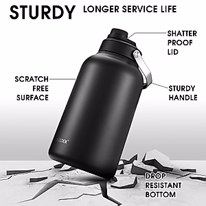 AOZEX 1 Gallon Insulated Water Bottle - Stainless Steel, 128 oz, Perfect for Camping and Sports