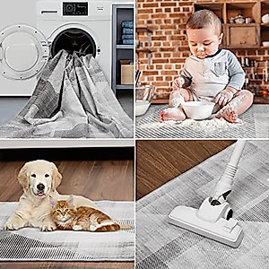 Fashionwu Geometric Rug Modern Area Rug 5 x 7 Rug for Bedroom Non-Shedding Machine Washable Rug Office Patio Non-Slip Rug Carpet for Dining Room Large Rug Accent Rug Grey