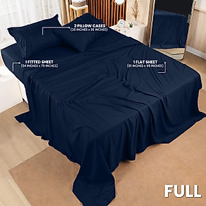 Utopia Bedding Full Bed Sheets Set - 4 Piece Bedding - Brushed Microfiber - Shrinkage and Fade Resistant - Easy Care (Full, Navy Blue)