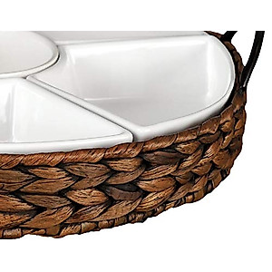 Serving Tray and Serving Dishes, RANDEFURN 7-Set Gold Platters for Parties,15.5 x 15.5 inches, Divided Serving Trays & Platters, Portable Handle,Gold