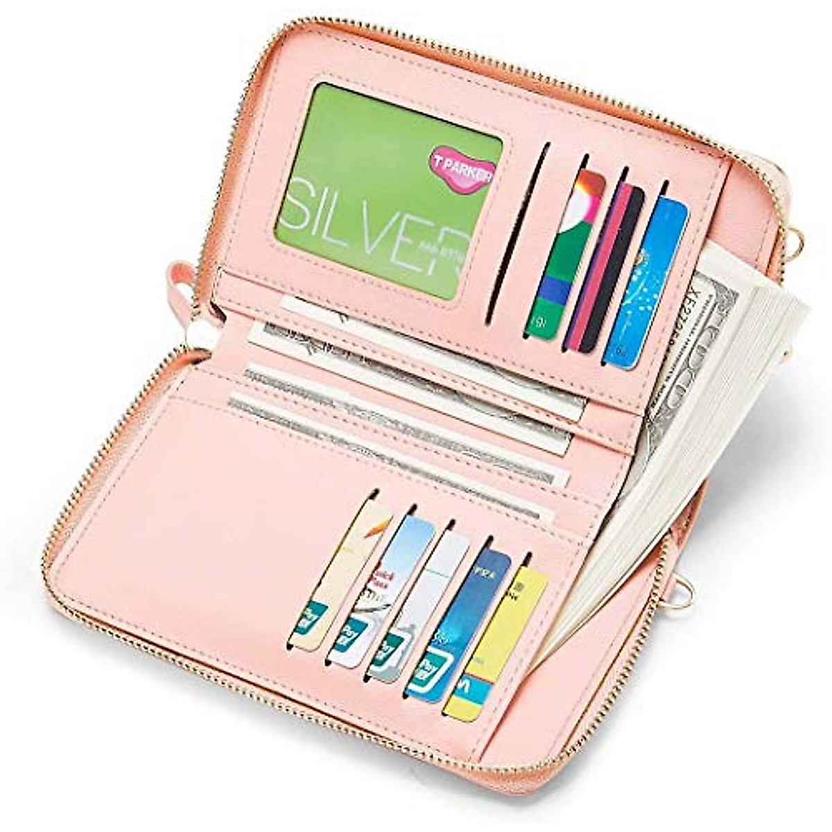 Womens Crossbody Bag Cellphone Shoulder Purse Wallet Clutch Handbag Travel Leather Phone Case Pocket Holster Messenger Pouch for iPhone 11 pro 8 Plus Xs Max X Xr 7/6 Plus Samsung S10+ (Hot Pink)