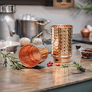2 Activelife Set of 2 Hammered Pure Copper Tumblers for Storing and Drinking Water for Ayurvedic Medicine Cups| Copper Water Drinking Glass | 350 ml (11.8 fl. oz.)