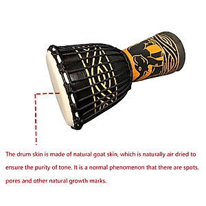 SIPSOCE Djembe Drum 8'' Hand Drum Musical Instrument African Drumk, Bongo (Black elephant)