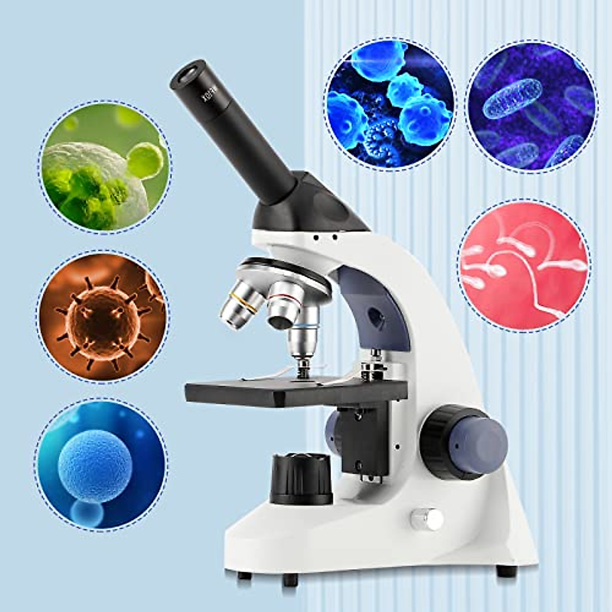 Compound Monocular Microscope Kids Adults - 40X-2000X Monocular Microscope for Kids Adults Students with Storage Bag, Metal Eyepiece, Slides (2022