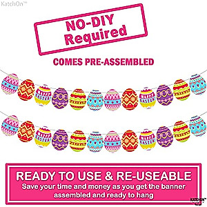 KatchOn, Easter Egg Garland for Mantle - 10 Feet, No DIY | Large, Easter Garland for Easter Decorations | Happy Egg Easter Banner for Fireplace | Easter Party Decorations | Easter Garland Decorations