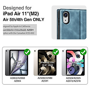 Antbox Case for 2024 iPad Air 11'' (M2)/ iPad Air 5th/4th Generation 10.9'' Vegan Leather with Pencil Holder Typing Angle Auto Sleep/Wake Muti-Stand iPad Air 6th/5th/4th Case (Blue)