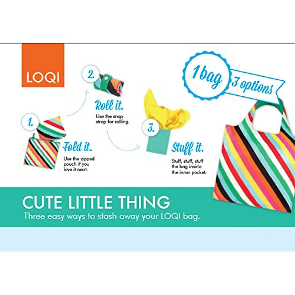 LOQI Urban Thailand Reusable Shopping Bag, Multicolored