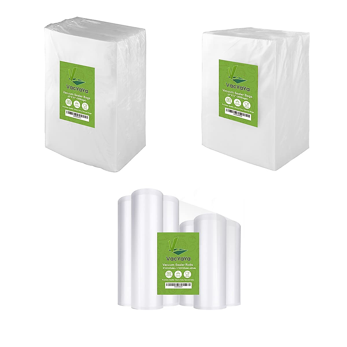 VacYaYa Vacuum Sealer Bags Rolls with BPA Free and Heavy Duty,Commercial Grade Vaccume Seal Bags Rolls Work with Any Types Vacuum Sealer