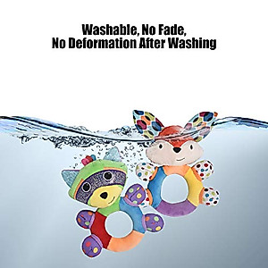 HAHA Baby Teething Rattle Toys, Infant Girl Boy Learning Toy Newborn Soft Handbell Grab Shaker Crinkle Squeaky Sensory Travel Accessories for 0 3 6 9 12 Months Old