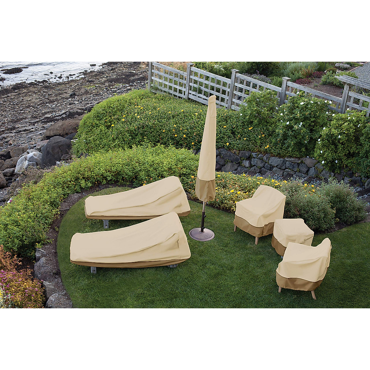 Classic Accessories Veranda Water-Resistant 25.5 Inch Stackable Patio Chair Cover, Pebble