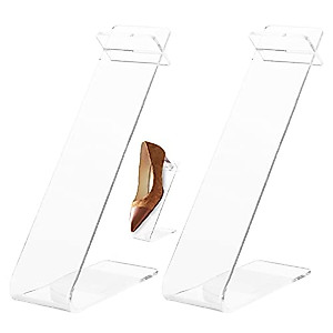 Baluue 2pcs Acrylic Shoe Display Stand Clear Shoe Store Sandal Display Stand Rack Holder Flat Shoe Sneaker Rack for Shopping Mall Shoe Store
