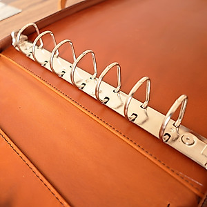 7 Ring Check Binder Cowhide Leather Check Portfolio for 3-Up Business Checks, Check Book Binder with Handle, Zippered Check Holder with 500 Check Capacity, Personalized Checkbook