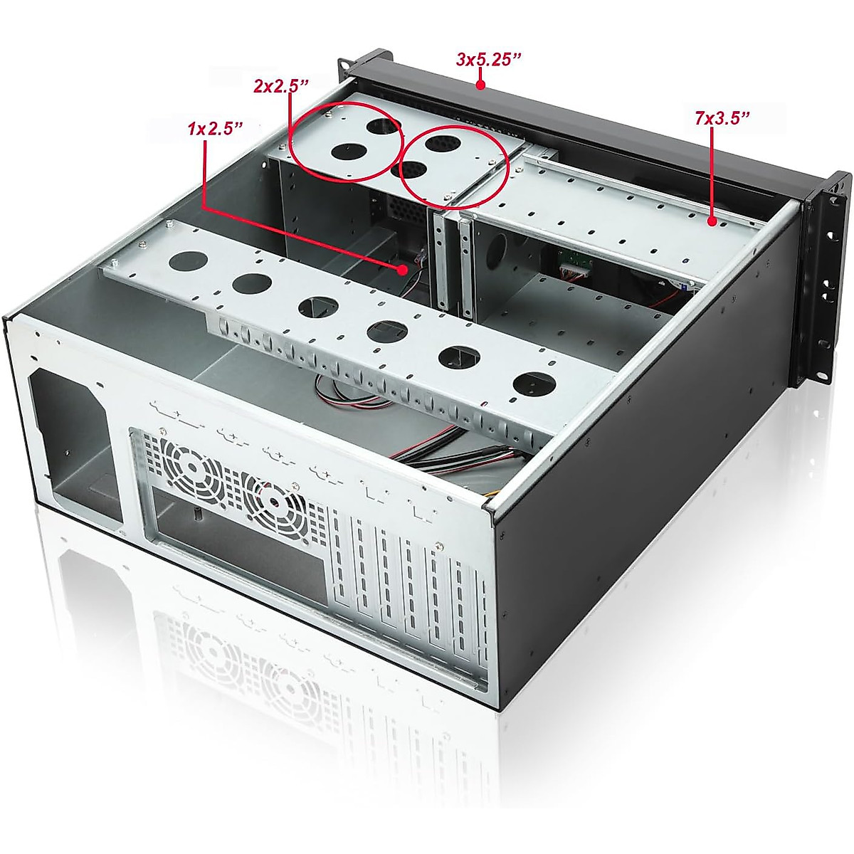 RackChoice 4U Rackmount Server Chassis with 3x5.25 Front Bays+7x3.5 +3x2.5 Drive Bays