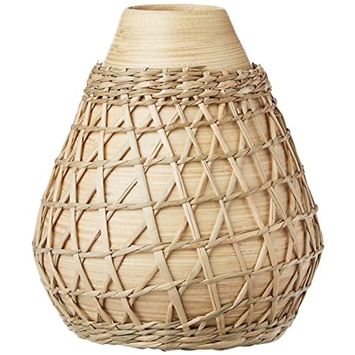 Creative Co-Op Bamboo Seagrass Weave Vase, Beige