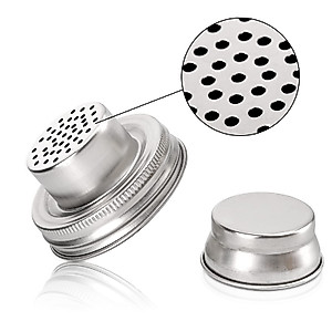 Lyellfe 8 Pack Mason Jar Shaker Lids, Stainless Steel Shaker Lids for Mason Jars, Mason Jar Spice Lid with Silicone Seal for Regular Mouth Jar (Jar Not Included)