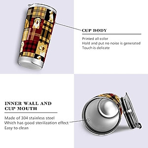 Golden Red Cute Dogs Stainless Steel insulated water bottle Leak-proof Lid and Straw mug spill proof leak proof for café leakproof tumbler with straw 20 OZ