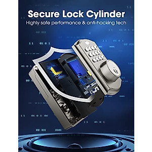 Keyless Entry Door Lock, Electronic Keypad Deadbolt with Handle, Auto Lock Front Door Handle Sets, Easy to Install, 50 User Codes, Security Waterproof Smart Locks for Front Door, Home/Hotel Use
