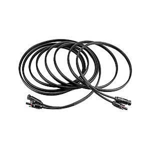 QWORK Solar Cable: 20-ft 2x10 AWG Twin Wire Solar Extension Cable, Copper Strand, Complete with Female and Male Connectors - Ideal for Homes, Shops, and RV Solar Panels