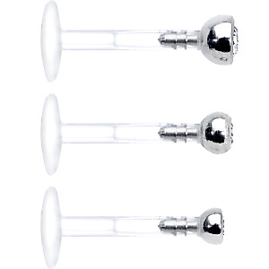 Body Candy Clear Bioplast Triple Forward Helix Barbell 3 Pack 16 Gauge 5/16"