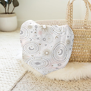 Sweet Jojo Designs Star and Moon Baby Girl Swaddle Blanket Jersey Stretch Knit for Newborn or Infant Receiving Security - Blush Pink, Gold, and Grey Celestial