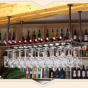 Ceiling Wine Glass Holder, Stemware Rack, Bar Floating Wine Rack Wine Goblet Holder, Adjustable High Hanging Wine Goblet Rack -Vintage Bronze (Size : 60×35cm(24×14inch))