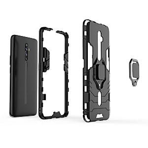 Case for Oppo Reno 2Z Case Cover,360 Degree Rotating Ring Holder Kickstand with Magnetic Car Mount Case for Oppo Reno2 Z CPH1945 CPH1951 PCKM80 / Reno 2 Z Case Black
