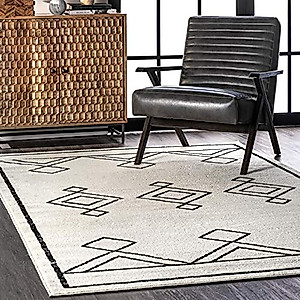 nuLOOM Saniyah Geometric Diamond Area Rug, 6' 7" x 9', Grey