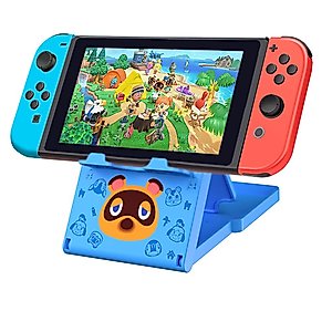 Busjoy Stand for Nintendo Switch, Switch OLED, Steam Deck, Switch Lite, Animal Crossing Angle Adjustable Swicth Holder, Portable Foldable Compact Non-Slip Bracket - Blue