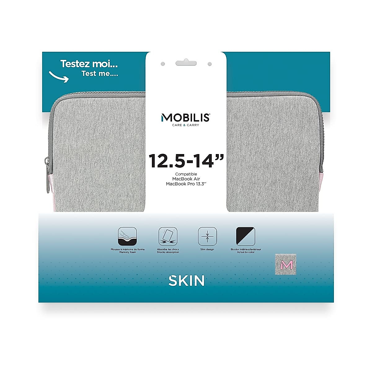 Skin Memory Foam Sleeve 12.5-14IN Grey and Pink