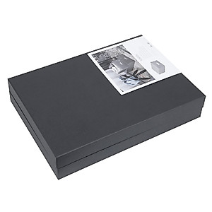 Bigso Karin Collapsible Storage Box | Photo Storage Box with Labelframe for Identification | Simple Assembly without Tools | Decorative Storage Boxes with Lids | 8.9″ x 12.4″ x 5.4″ | 2 Pack