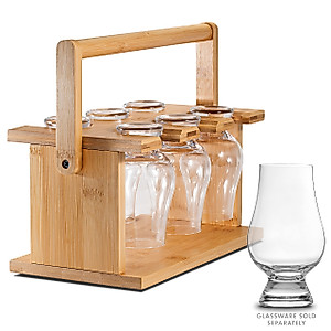 CairnCaddy Acacia Hardwood Whiskey Glass Holder - Carrier and Drying Rack for Whisky Tasting Glassware