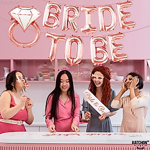 KatchOn, Rose Gold Bride To Be Balloons Set - Pack of 11 | Bride To Be Balloons for Bachelorette Party Decorations | Bride To Be Sign, Bridal Shower Decor | Bride To Be Sash, Bachelorette Party Favors