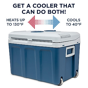 Ivation Electric Cooler & Warmer with Wheels & Handle |48 Quart (45 L) Portable Thermoelectric Fridge For vehicles & Trucks| 110V AC Home Power Cord & 12V Car Adapter for Camping, Travel & Picnics
