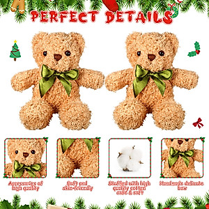 HyDren 12 Pack Bear Stuffed Animals Operation Christmas Bulk Items 10 Inch Plush Bear Toy Small Stuffed Bears with Bow Tie for Baby Shower Wedding Birthday Gifts(Light Brown)