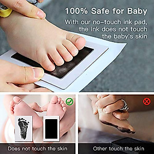 PewinGo Baby Hand and Footprint Kit,Inkless Baby Handprint Kit with 2 Safe Clean-Touch Ink Pads and a Wooden Baby Picture Frame for Newborn,Baby Boys & Girls,Baby Gifts for New ParentsBaby Shower